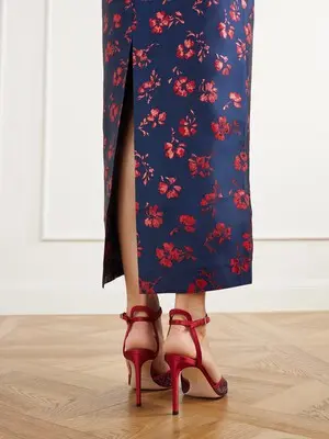 DESTREE Celia Floral-jacquard Taffeta Midi Dress