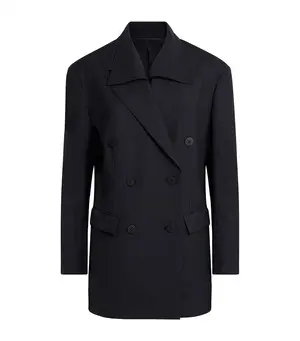 Issey Miyake Wool-blend Honest Ensemble Double-breasted Blazer - Black