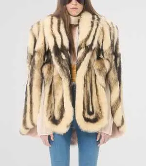 Valentino Garavani Fur Striped Oversized Cape