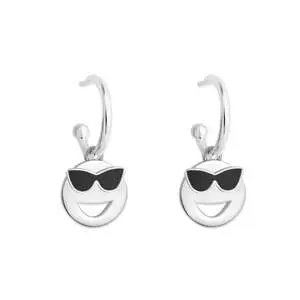 TOOLALLY Black / Silver Mood Hoops Sterling Silver Cool - Black/silver