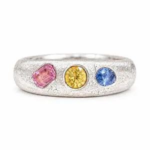ZOE ALEXANDRIA JEWELLERY Dome Ring Blue, Yellow, Pink Sapphire - Silver