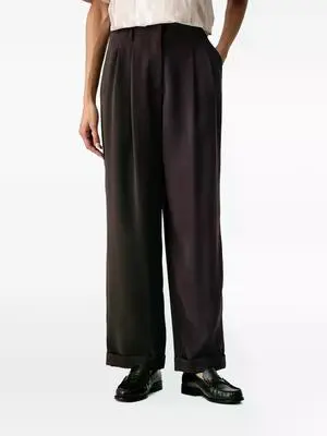 Armani Exchange Pleated Turn-up Trousers - Brown