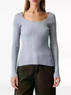 Guess Ribbed-knit Logo-plaque Sweater