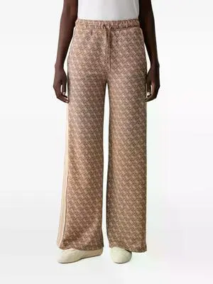 Guess Monogram-print Wide-leg Track Pants - Brown