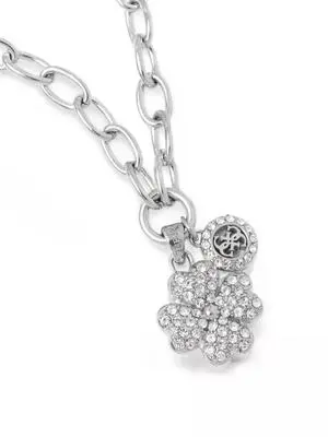 Guess Love Bites Crystal-embellished Flower-pendant Necklace - Silver