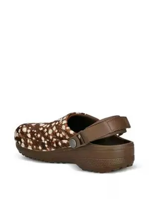 CROCS Fawn-print Touch-strap Slides - Brown