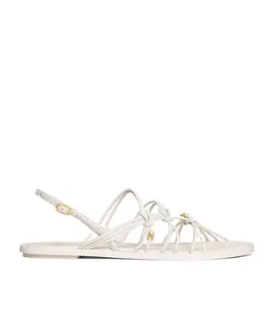 Celine Knots Triomphe Flat Sandal In Goatskin - Chalk