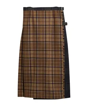 Barbour Brown Plaid Pleated Midi Skirt - No