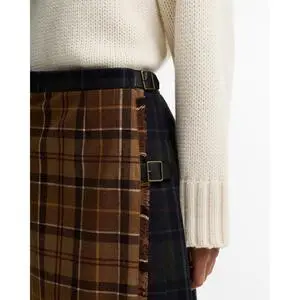 Barbour Brown Plaid Pleated Midi Skirt