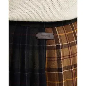 Barbour Brown Plaid Pleated Midi Skirt