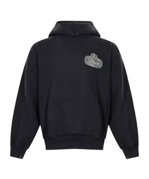 Rhude Logo Printed Long-sleeved Hoodie - Black