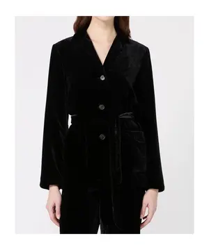 Max Mara Wkirecente Belted Velvet Blazer - Black