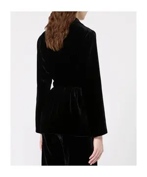 Max Mara Wkirecente Belted Velvet Blazer - Black