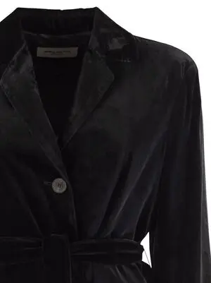 Max Mara Wkirecente Belted Velvet Blazer - Black