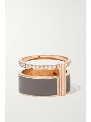 REPOSSI 18-karat Rose Gold, Lacquer And Diamond Ring