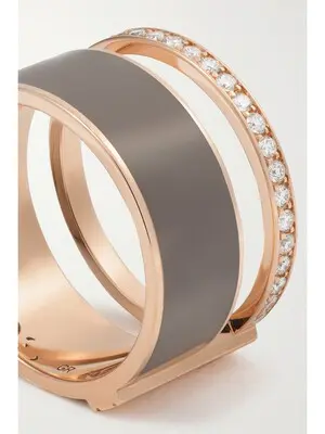 REPOSSI 18-karat Rose Gold, Lacquer And Diamond Ring