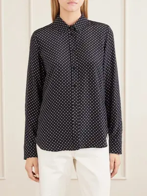 NILI LOTAN Polka-dot Silk Crepe De Chine Shirt