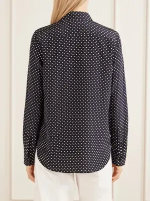 NILI LOTAN Polka-dot Silk Crepe De Chine Shirt
