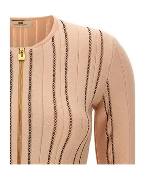 Elisabetta Franchi Crew-neck Zip-up Knit Top