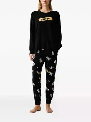 Dkny Logo-print Pajamas - Black