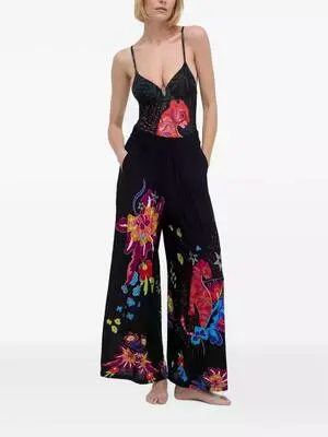 Desigual Strappy Cat Graphic-print V-neck Swimsuit
