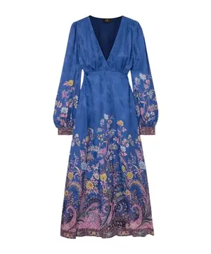 Etro Printed V-neck Dress - Blue