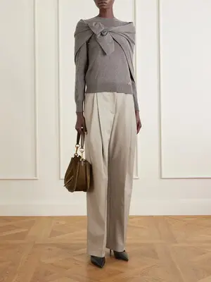 Oscar De La Renta Scarf-detailed Cashmere Sweater