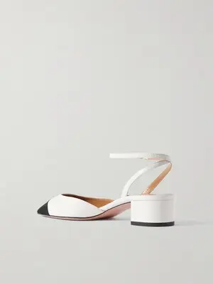 AQUAZZURA Grosgrain-trimmed Leather Mary Jane Pumps