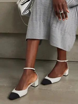 AQUAZZURA Grosgrain-trimmed Leather Mary Jane Pumps