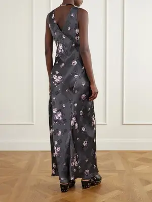 Anna Sui Silky Floral Maxi Dress