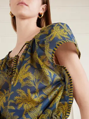 ERES Crocodile Embellished Printed Cotton-voile Blouse