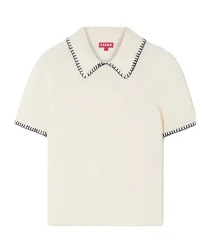 Staud Knitted Long-length Slim-fit Polo Shirt