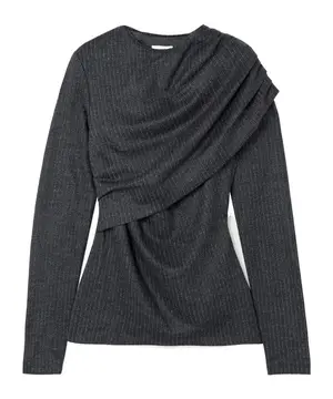Isabel Marant Étoile Draped Wool And Cotton-blend Jersey Top - Grey