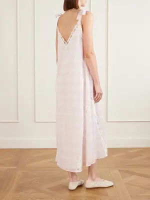 Posse Marylin Gingham Lace-trimmed Cotton Maxi Dress - No