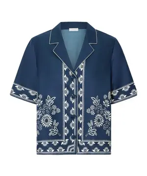 ERES Infusion Floral-print Silk-twill Shirt - Blue