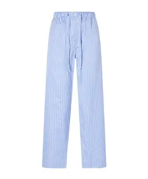 TEKLA Sateen Striped Cotton-poplin Pajama Pants - Blue