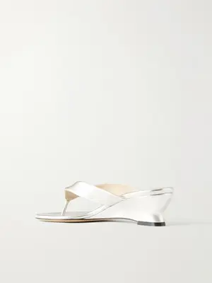 Le Monde Beryl Shiny Metallic Leather Sandals