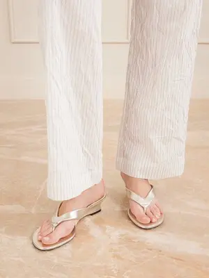 Le Monde Beryl Shiny Metallic Leather Sandals