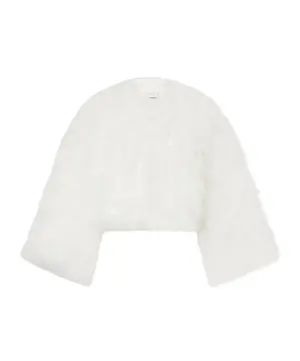 YVES SALOMON Cropped Feather-trimmed Satin Cape - No