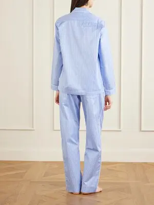 TEKLA Sateen Striped Organic Cotton Pajama Shirt