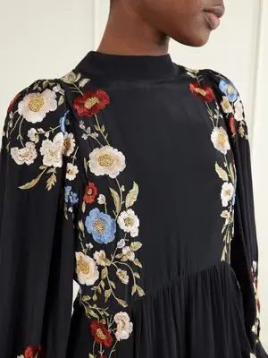 Sea Floral-embroidered Jacquard Midi Dress