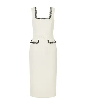 Rebecca Vallance Belted Tweed Midi Dress - No