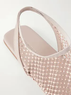 Christopher Esber Crystal-embellished Mesh And Leather Slingback Sandals