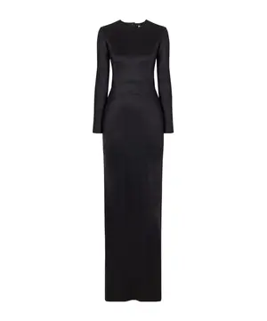 Co Backless Paneled Satin Maxi Dress - Black