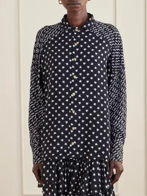DONDE ESTEBAN Estrellitas Y Olas Printed Satin Shirt