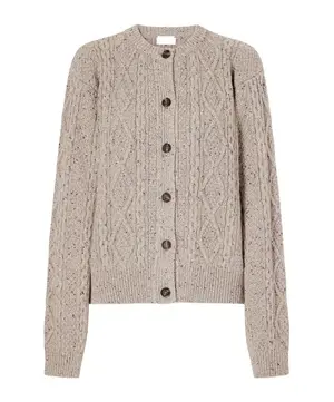 Magda Butrym Cable-knit Cashmere And Cotton-blend Cardigan - No