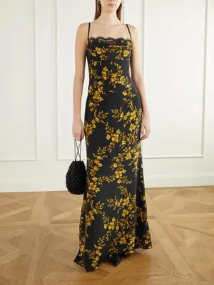 Rebecca Vallance Floral-print Silk-crepe De Chine Gown