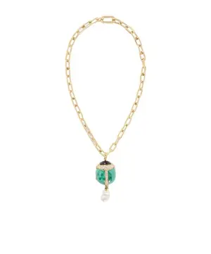 La DoubleJ Turquoise Crystal Pendant Necklace - Yellow