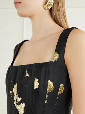 Rebecca Vallance Floral-embroidered Bustier Midi Dress