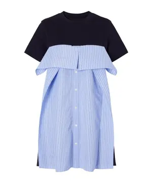 Sacai Ruffled Poplin Mini Dress - Blue